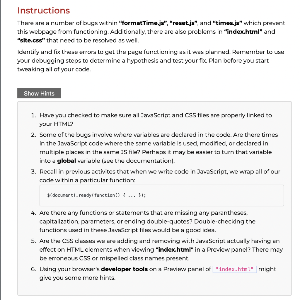 Solved Instructions There are a number of bugs within | Chegg.com