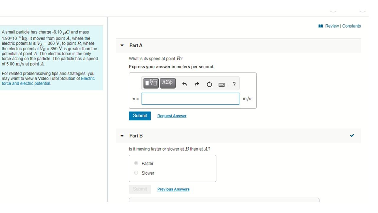 Solved A Review Constants Part A A small particle has charge | Chegg.com