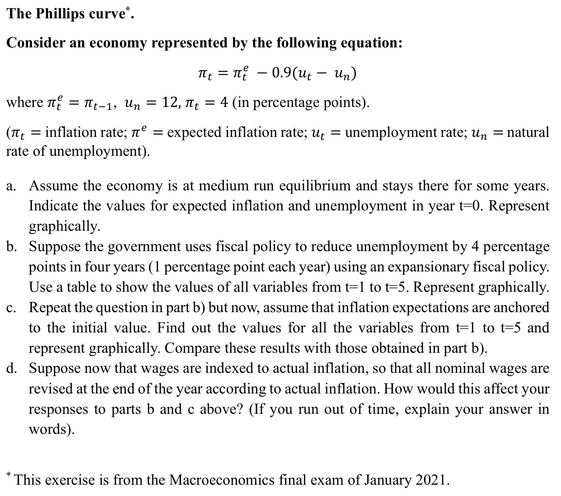 Solved The Phillips curve*.Consider an economy represented | Chegg.com