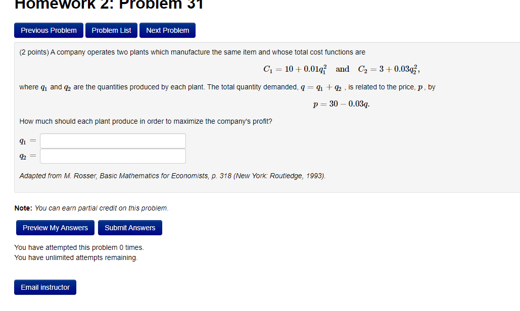 Solved C1=10+0.01q12 and C2=3+0.03q22 where q1 and q2 are | Chegg.com