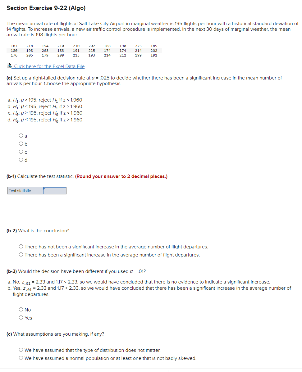 Solved Section Exercise 9-22 (Algo) The mean arrival rate of | Chegg.com
