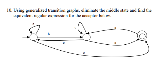 Solved 10. Using generalized transition graphs, eliminate | Chegg.com