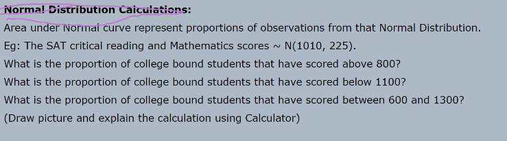 Solved Norma! Distribution Calculations: Area under Normai | Chegg.com