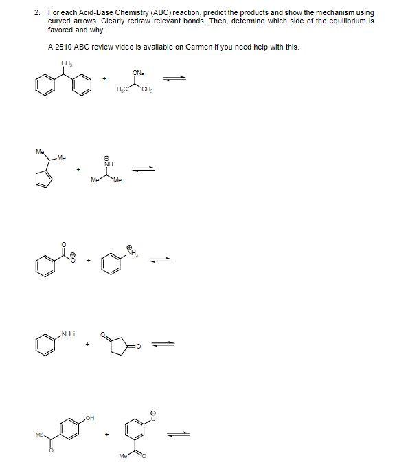 Solved 2. For each Acid-Base Chemistry (ABC) reaction, | Chegg.com