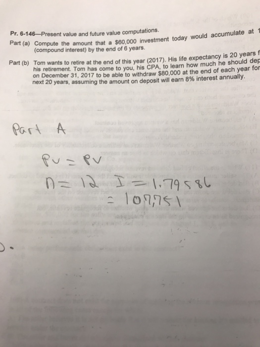 Solved Pr. 6-146-Present value and future value computations | Chegg.com