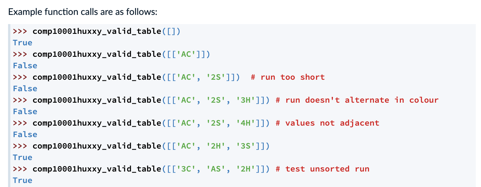 Solved Write a function comp10001huxxy_valid_table() which | Chegg.com