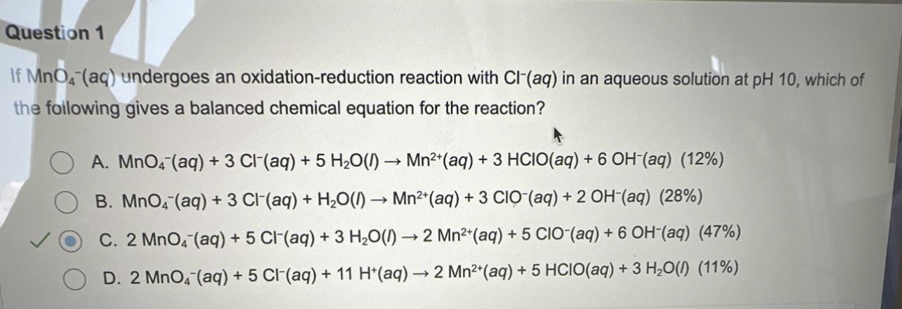 Solved If MnO4−(aq) undergoes an oxidation-reduction | Chegg.com