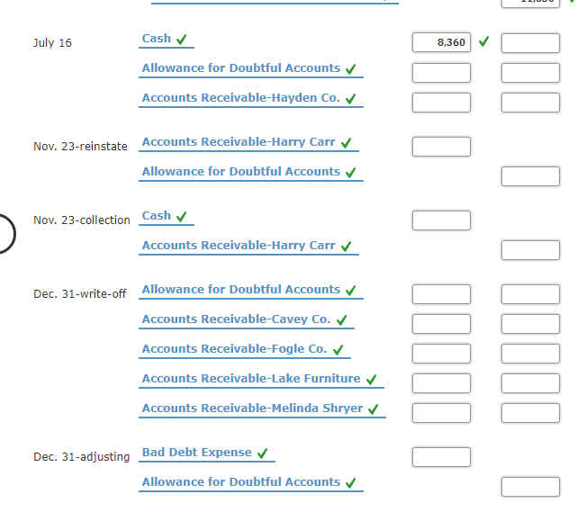 Solved Allowance method entries The following transactions | Chegg.com