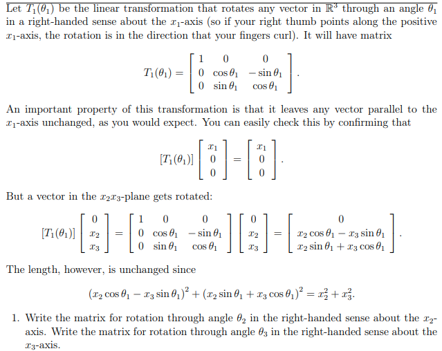 Solved Let T() be the linear transformation that rotates any | Chegg.com