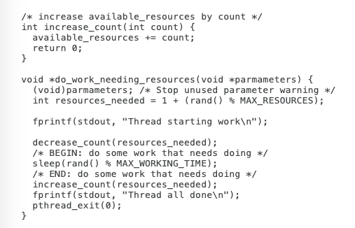 Using a POSIX semaphore, fix the race condition. It | Chegg.com