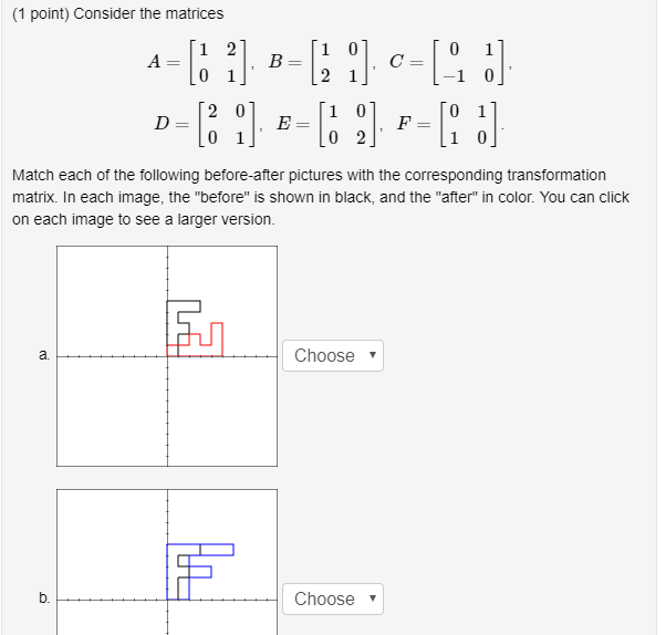 Solved (1 point) Consider the matrices A = [1 ] B=[i].c=[^] | Chegg.com