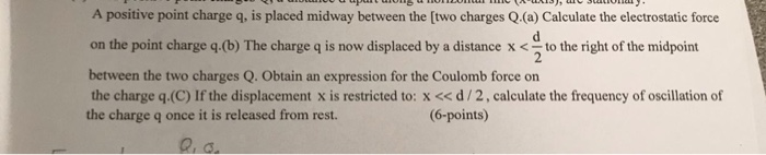 Solved A positive point charge q, is placed midway between | Chegg.com
