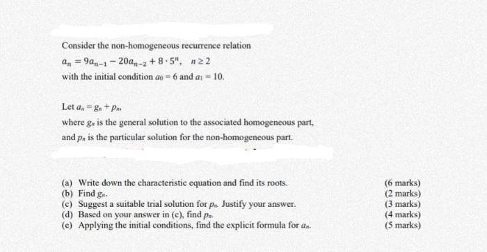 Solved Consider the non-homogeneous recurrence relation a, = | Chegg.com