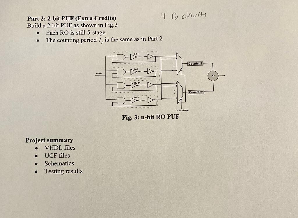 Part 2: 2-bit PUF (Extra Credits) Build a 2-bit PUF | Chegg.com