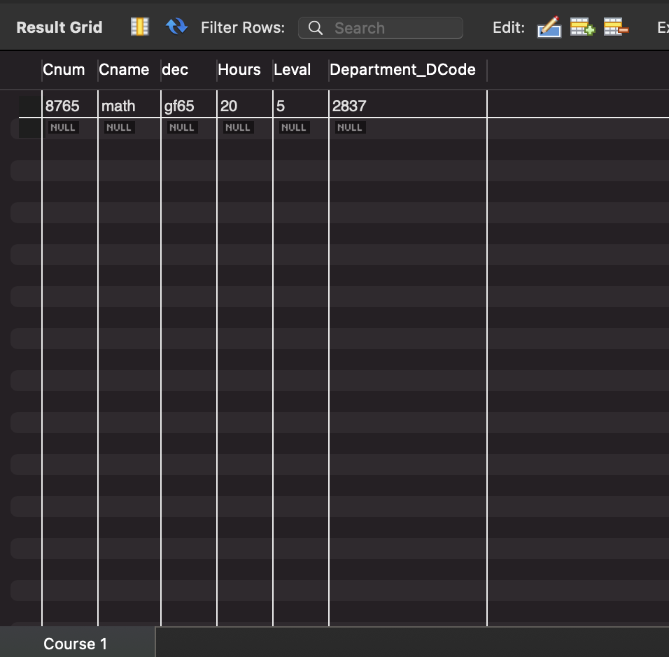 Solved Department DCode VARCHAR(10) Dname VARCHAR(45) collag | Chegg.com