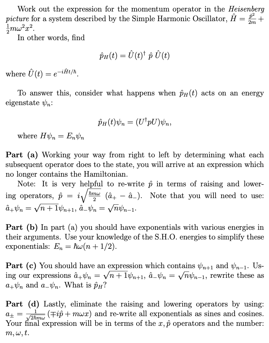 Solved Work out the expression for the momentum operator in | Chegg.com