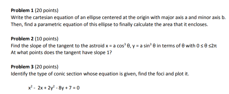 Solved Problem 1 (20 points) Write the cartesian equation of | Chegg.com
