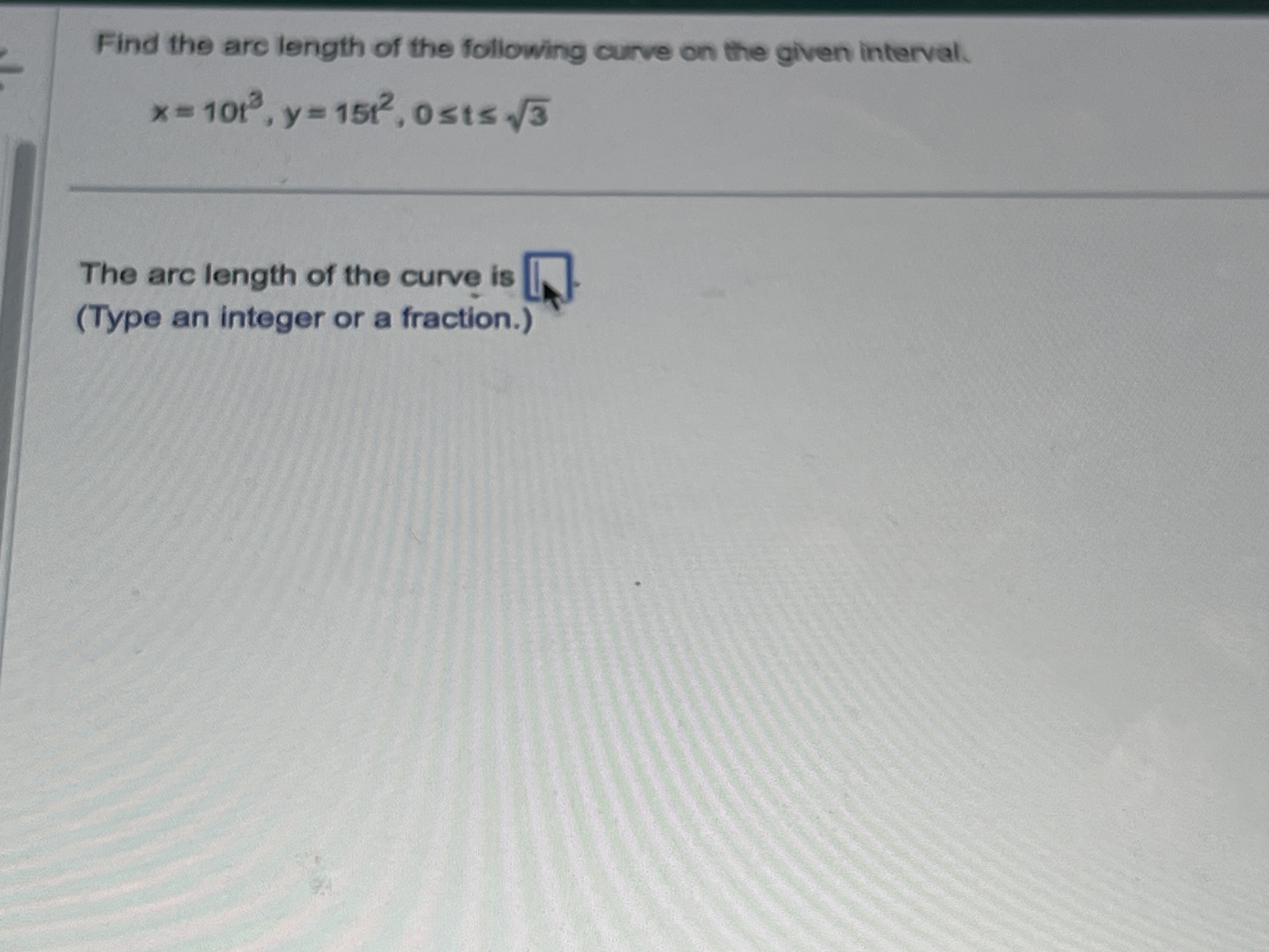 Solved Find the are length of the following curve on the | Chegg.com