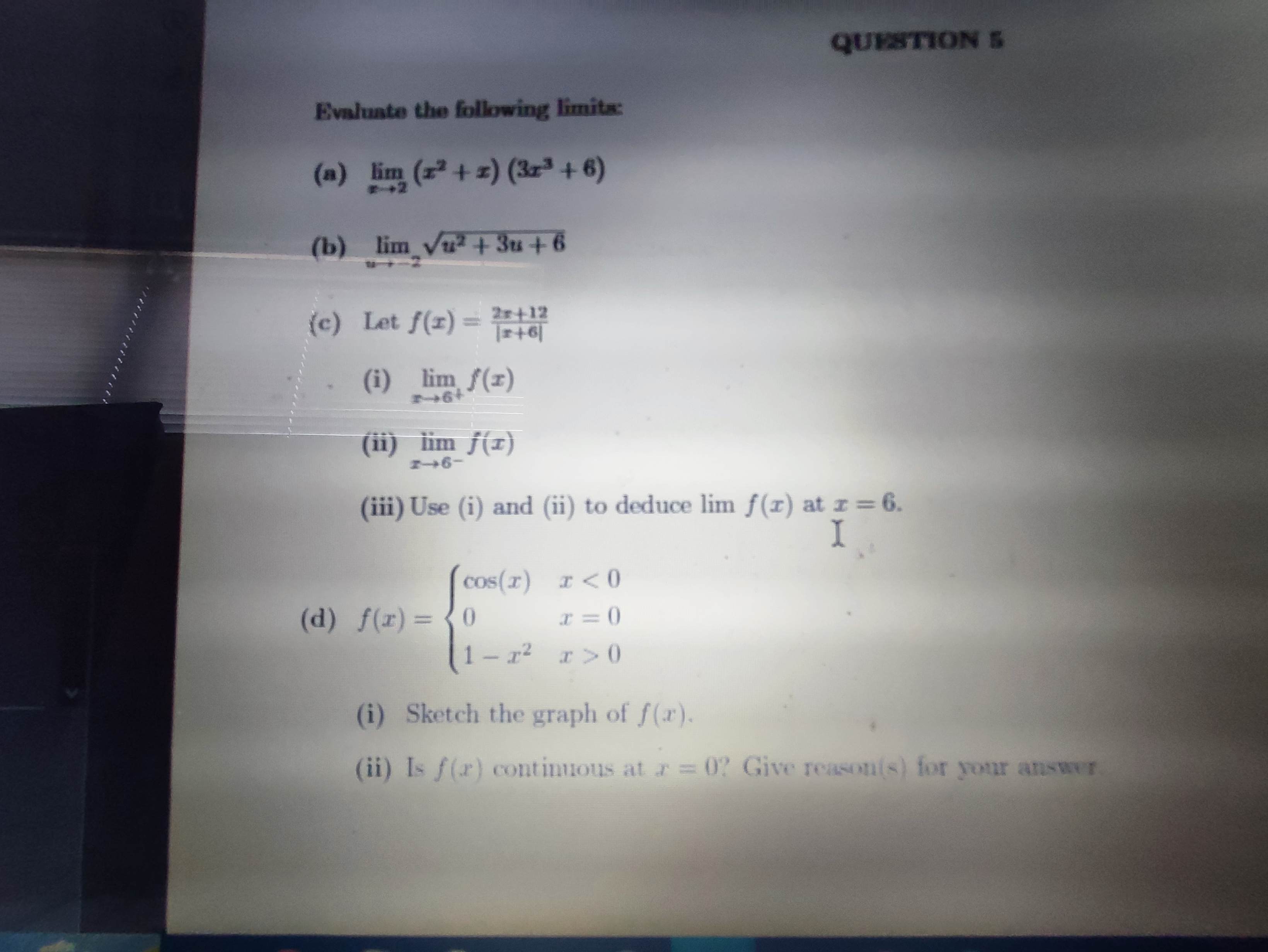 Solved Evaluate the following limits: (a) | Chegg.com