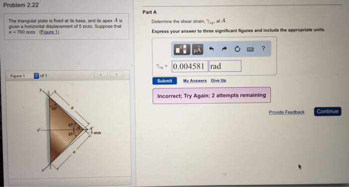 Solved The triangular plate is fixed at its base, and its | Chegg.com