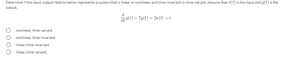 Solved Determine if the input-output relation below | Chegg.com