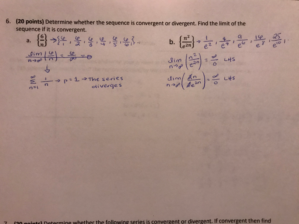 Solved 6. (20 points) Determine whether the sequence is | Chegg.com