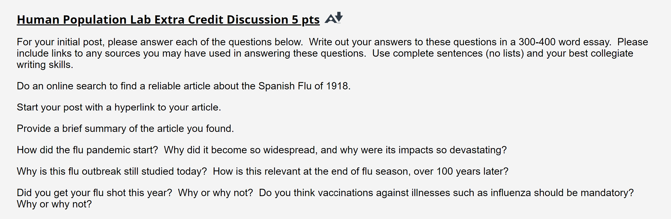 Solved Human Population Lab Extra Credit Discussion 5 pts Ar | Chegg.com