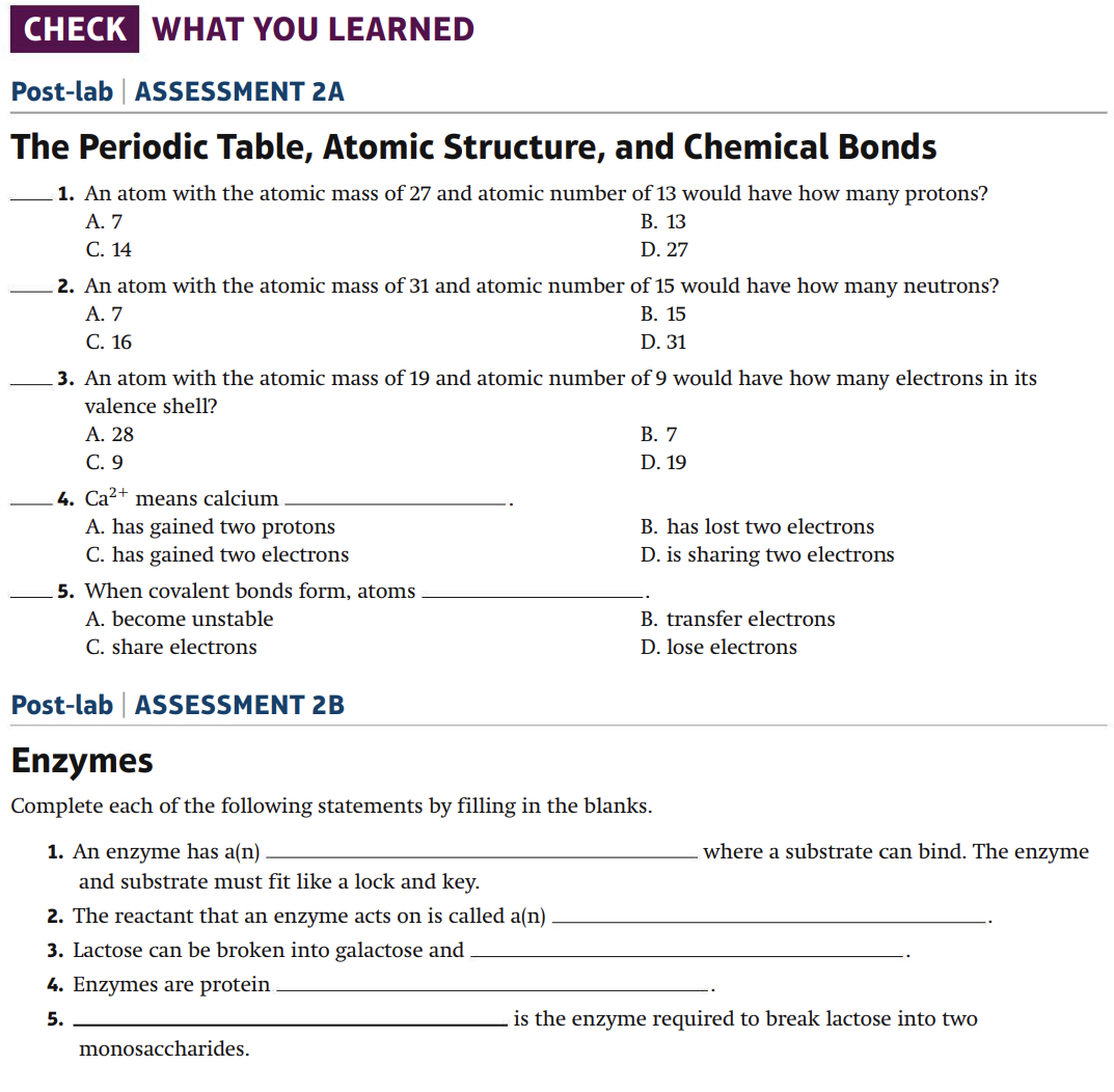 Solved Post-lab | ﻿ASSESSMENT 2AThe Periodic Table, Atomic | Chegg.com