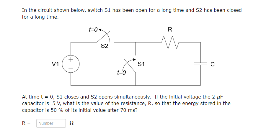 Solved In the circuit shown below, switch S1 has been open | Chegg.com
