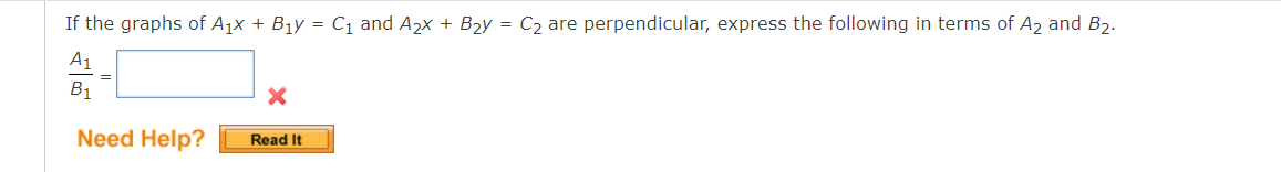 Solved If the graphs of A1x+B1y=C1 and A2x+B2y=C2 are | Chegg.com