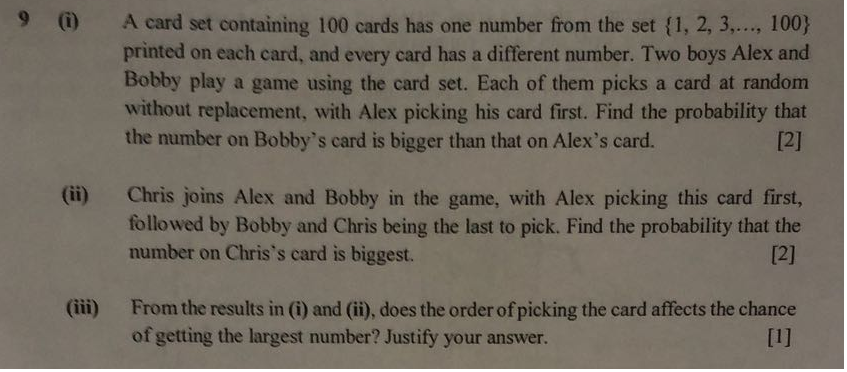 Solved 9 A card set containing 100 cards has one number from | Chegg.com