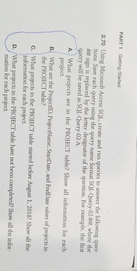 Solved PART 1 Getting Started 2.70 Using Microsoft Access | Chegg.com