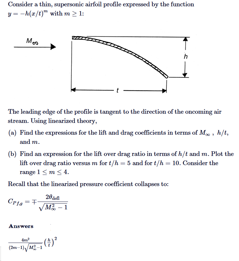 Consider a thin, supersonic airfoil profile expressed | Chegg.com
