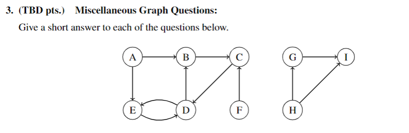 Solved 3. (TBD pts.) Miscellaneous Graph Questions: Give a | Chegg.com