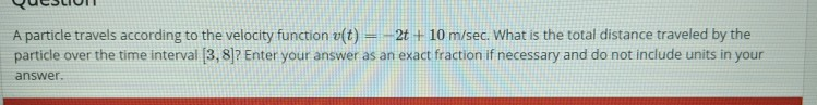 Solved A particle travels according to the velocity function | Chegg.com