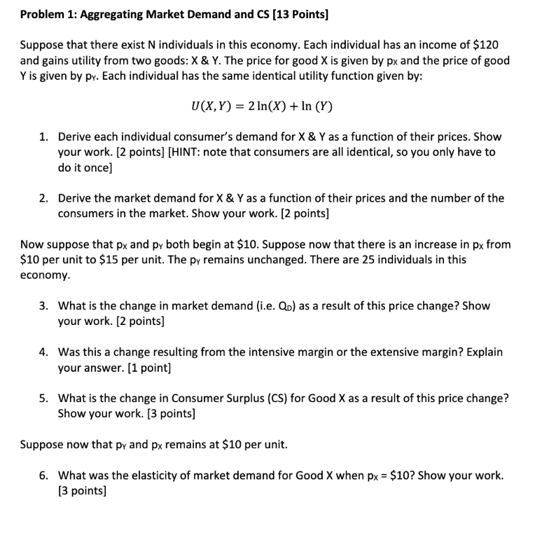 Solved Problem 1: Aggregating Market Demand and CS [13 | Chegg.com