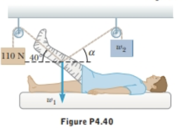 Solved 40. The leg and cast in Figure P4.40 weigh 220 N | Chegg.com