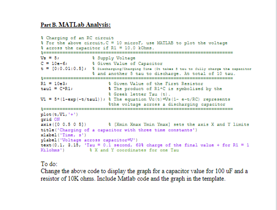 Solved Part B. MATLab Analysis: To do: Change the above code | Chegg.com