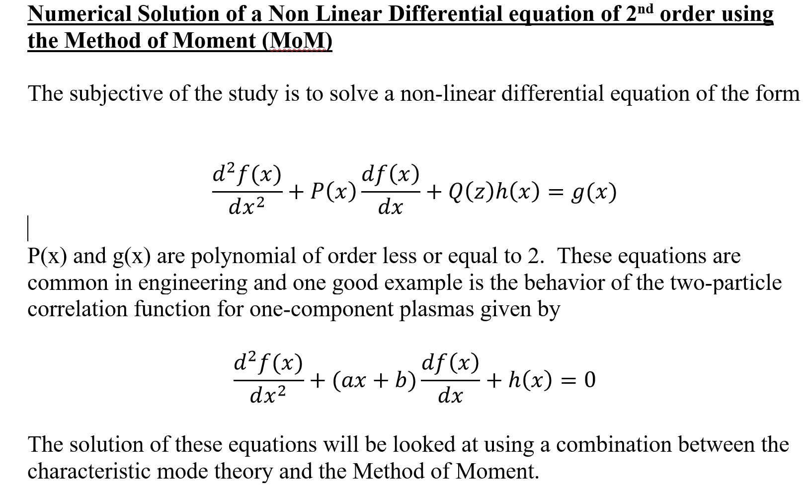 Numerical Solution of a Non Linear Differential | Chegg.com