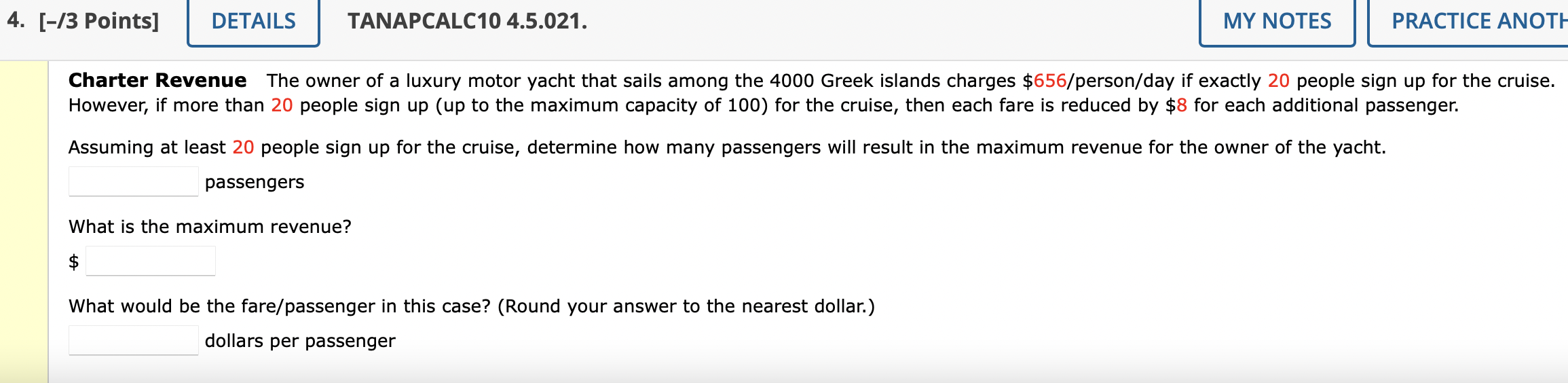Solved Charter Revenue The owner of a luxury motor yacht | Chegg.com