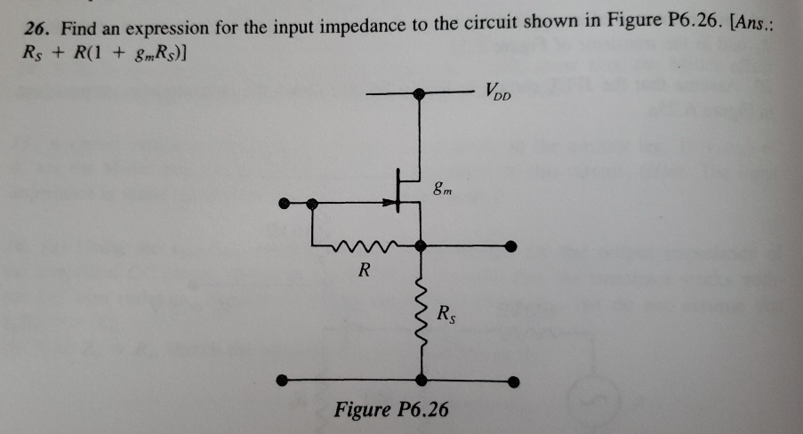 Solved 26. Find an expression for the input impedance to the | Chegg.com