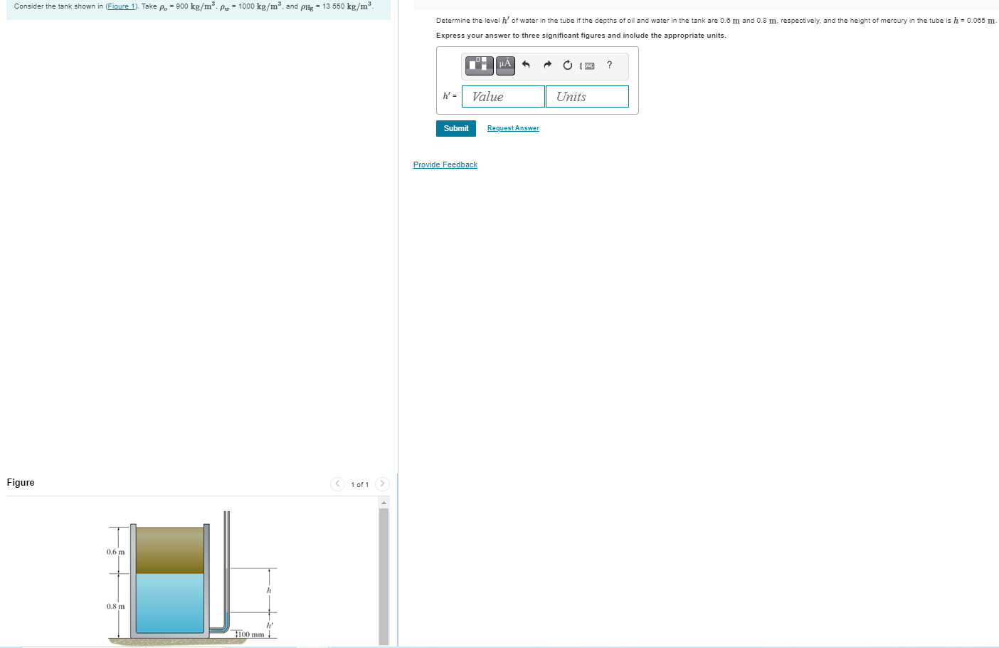 Solved Consider the tank shown in (Figure 1). ﻿Take | Chegg.com