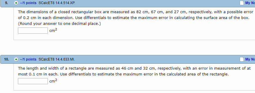 Solved 9. +/1 points SCalcET8 14.4.514.XP My No The | Chegg.com