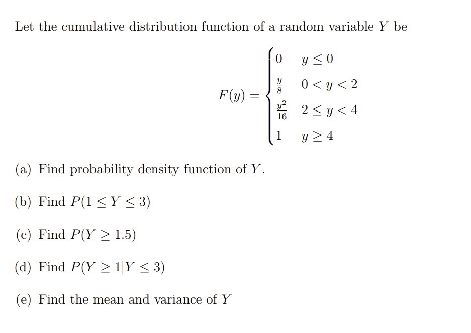 Solved Let the cumulative distribution function of a random | Chegg.com