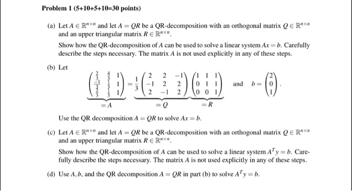 Solved Problem 1 (5+10+5+10-30 points) (a) Let A E Rnxn and | Chegg.com