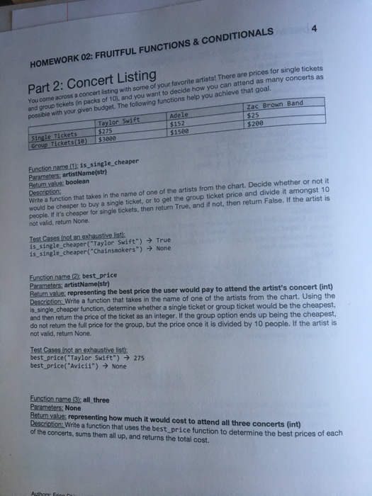 Solved 4 HOMEWORK 02: FRUITFUL FUNCTIONS & CONDITIONALS th | Chegg.com