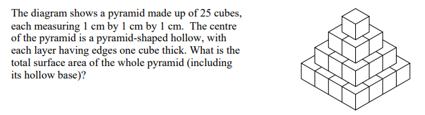 Solved The diagram shows a pyramid made up of 25 cubes, each | Chegg.com