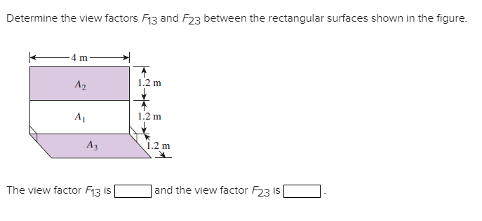 Solved Determine the view factors F13 and F23 between the | Chegg.com