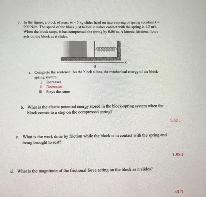 Solved 3. In the figure, a block of mass m- 5 kg slides head | Chegg.com