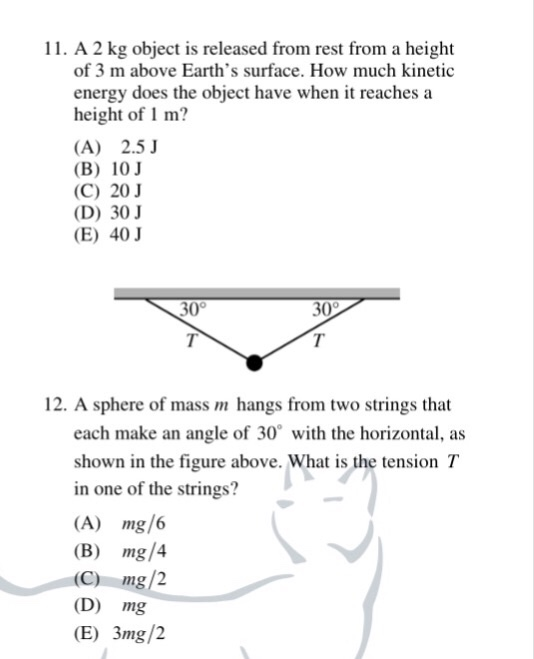 Solved 11 A 2 Kg Object Is Released From Rest From A Height